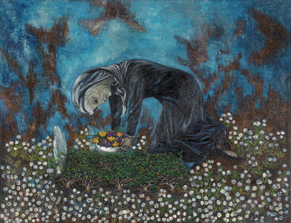 Diana Ferlini | "Old Woman Grieving" | 20th Century Oil Surreal Scene ...