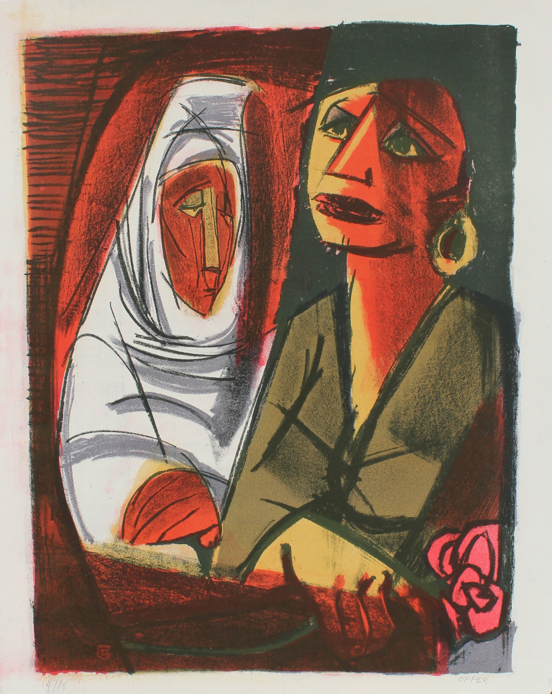 Jerry Opper | Modernist Standing Nude | 1940-50s Lithograph - Lost Art ...