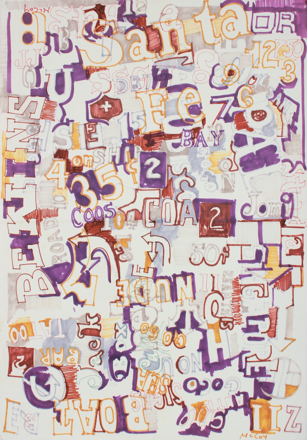 Paul McCoy | Abstracted Symbols & Typefaces | 1972 Ink - Lost Art Salon
