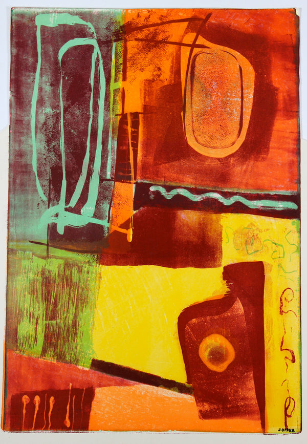 Jerry Opper | Warm Geometric Abstract | 1940-50s - Lost Art Salon