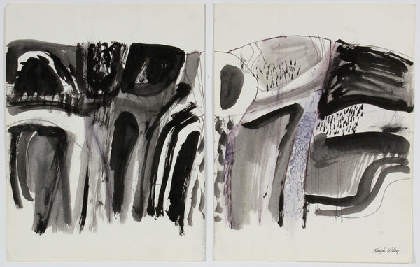 Hugh Wiley | Monochromatic Watercolor Abstract 1984 Drawing - Lost Art ...