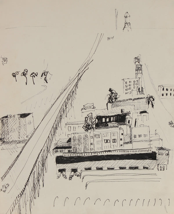 Jack Freeman | Abstracted California Cityscape Ink Drawing | 1976 ...