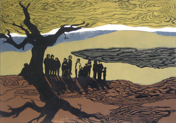 Pat Golden | "Last Stand" | 1971 Figurative Woodcut Landscape - Lost ...